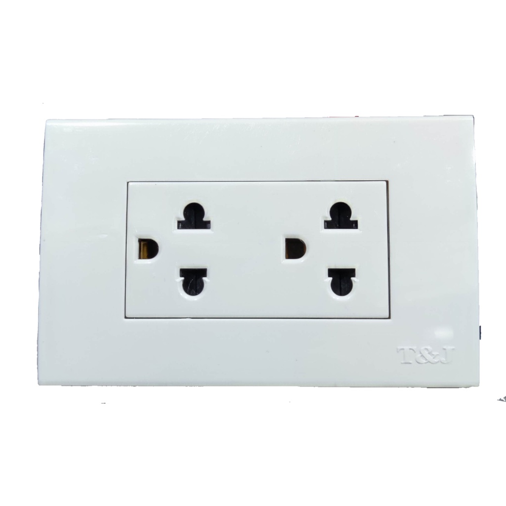 T&J Duplex Universal Outlet with Ground 16A 220V, 2 Gang Outlet with ...