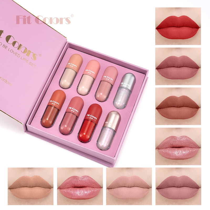 Fit Colors 8 Colors Book Lip Gloss Gift Box Mist Face Velvet Non-stick ...