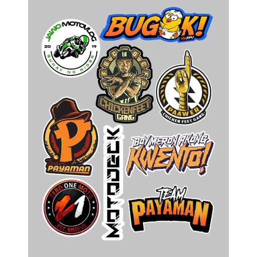 1Set Vlogger Bundle 2 motorcycle stickers (bugok, team payaman, jawo ...