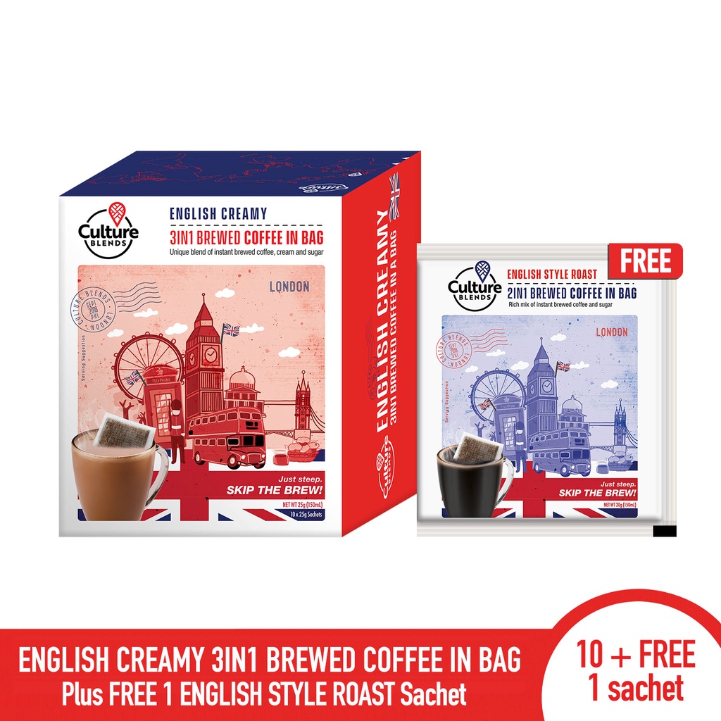 CULTURE BLENDS English Creamy 3in1 + FREE 1 ENGLISH STYLE ROAST sachet ...