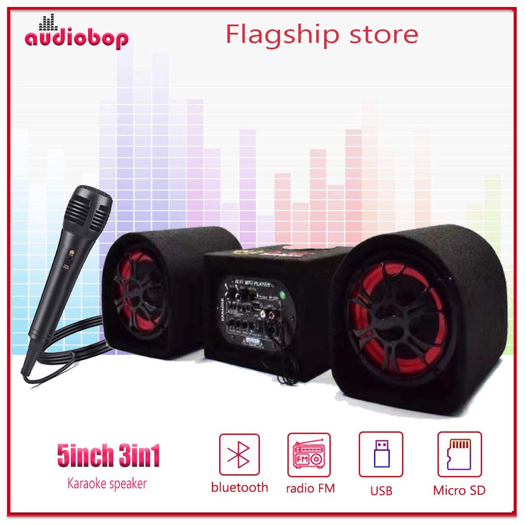 HI-FI Bass Power Bluetooth Karaoke Audio Amplifier with 2 x 5" Speakers ...