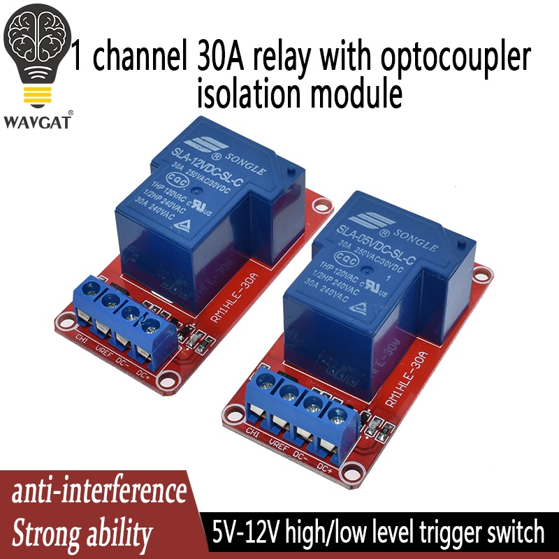 12V 5V 30A Two-way isolation relay module High/low level trigger 12V/5V 30A 1-Channel Relay ...