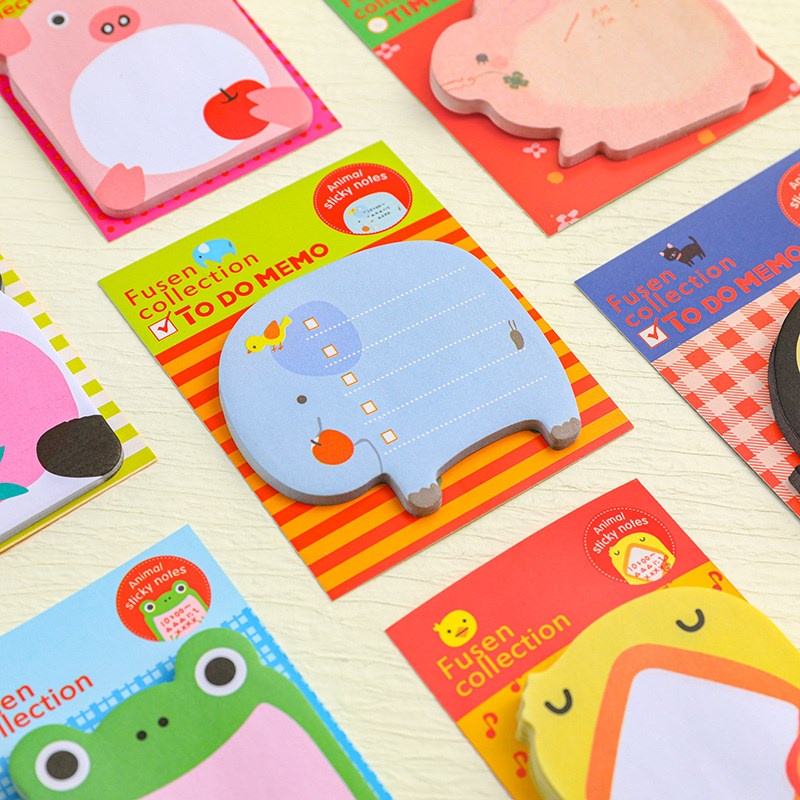 20 Pcs Cute Cartoon Animal Sticky Notes Page Markers Flags In Different ...