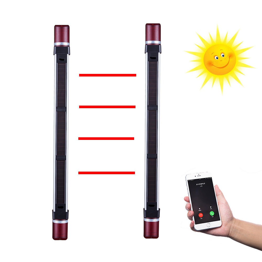 Waterproof 4 beams wireless 433MHz Solar Powered Infrared Grating ...