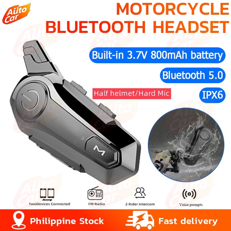 Motorcycle Intercom for Helmet Bluetooth Headset Wireless Earphone with ...