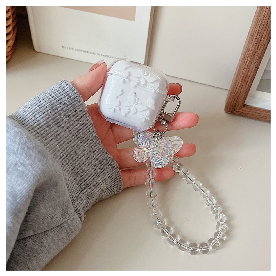 Soft TPU Case For AirPods Pro 4 Case Butterfly Keychain Pendant AirPods ...