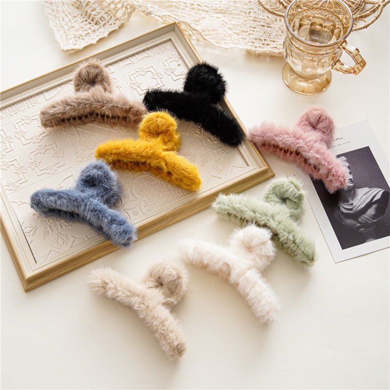 aesop# Korean Plush Hair Clip Faux Fur Hair Claws Combs Clamps Autumn ...