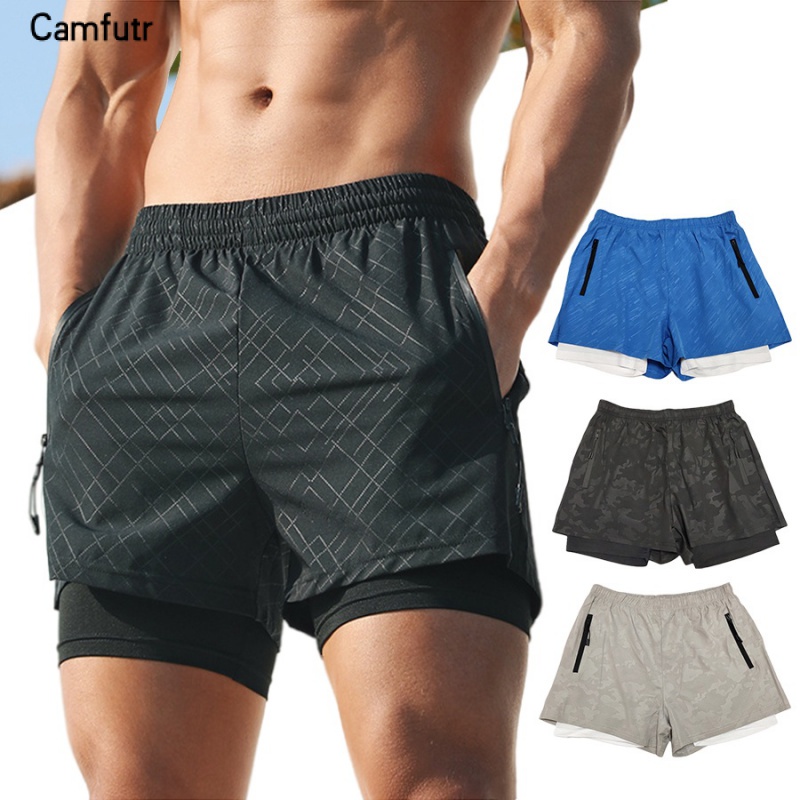 Men Sports Quick Dry Running Shorts 2 in 1 Seluar Pendek Sukan Lelaki ...