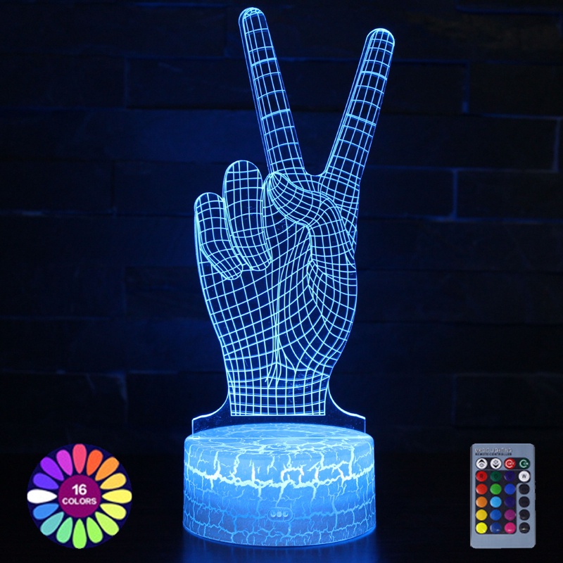 3d Illusion Night Lamp Victory Finger Sign Gesture Pattern Led Night ...