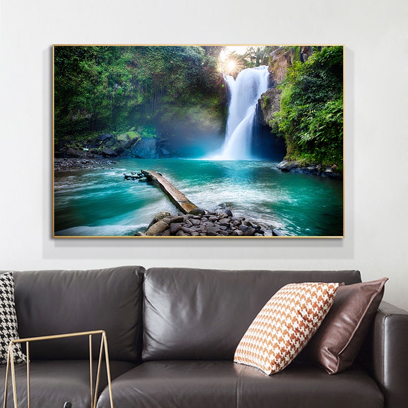 Canvas Painting Posters Landscape Natural Waterfall Wall Art Scenery ...
