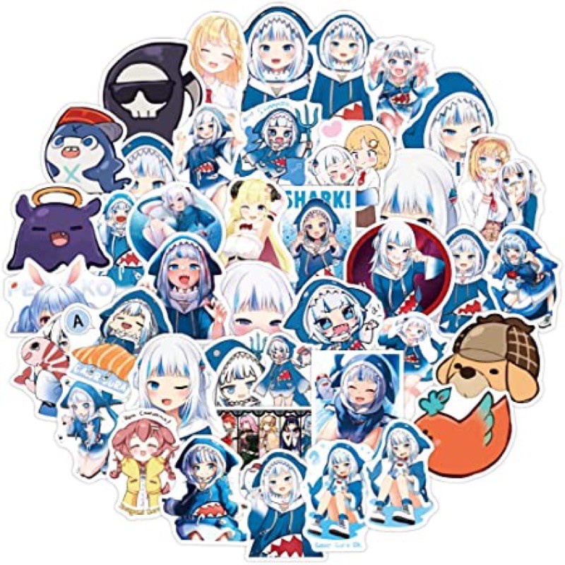 Gawr gura hololive sticker 30-60 pieces silk pressed / gawr gura ...