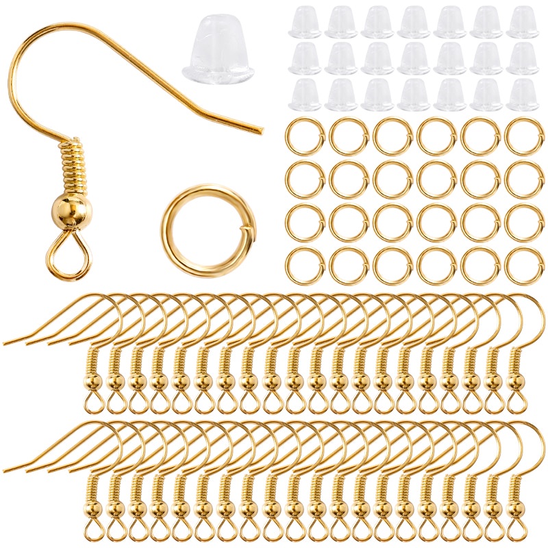 300Pcs Earrings Set Hypoallergenic Earring Hooks Jump Rings Clear ...