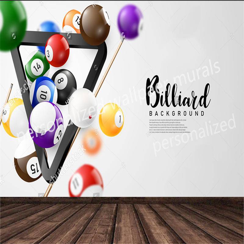 Custom Billiard Pool Balls Numbers Sport Theme Wallpaper 3D Billiard ...