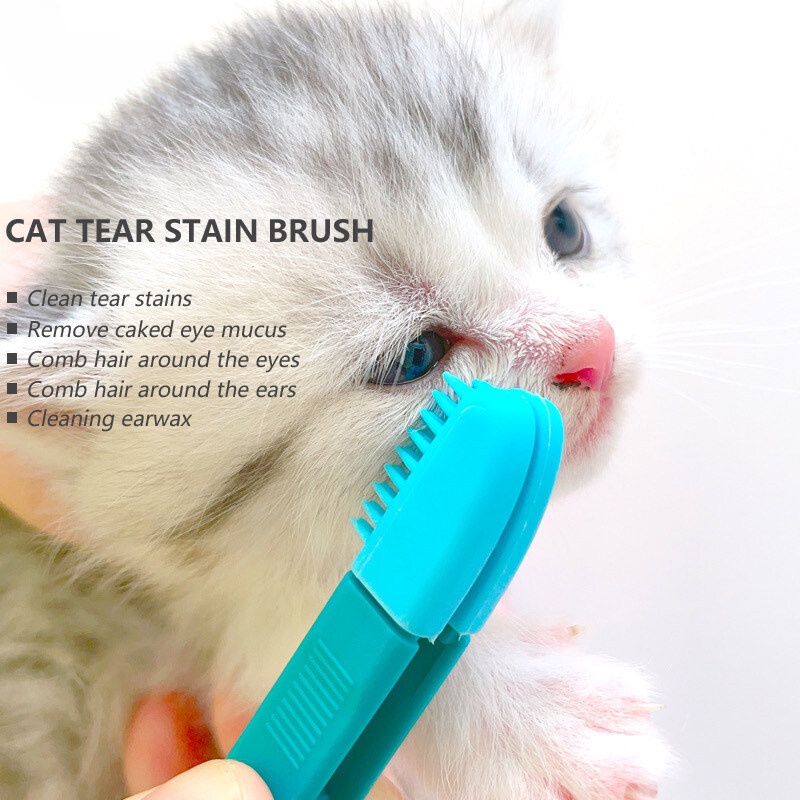 Cat Tear Stain Cleaner Eye Cleaning Silicone Brush Dog Tear Stain Brush ...