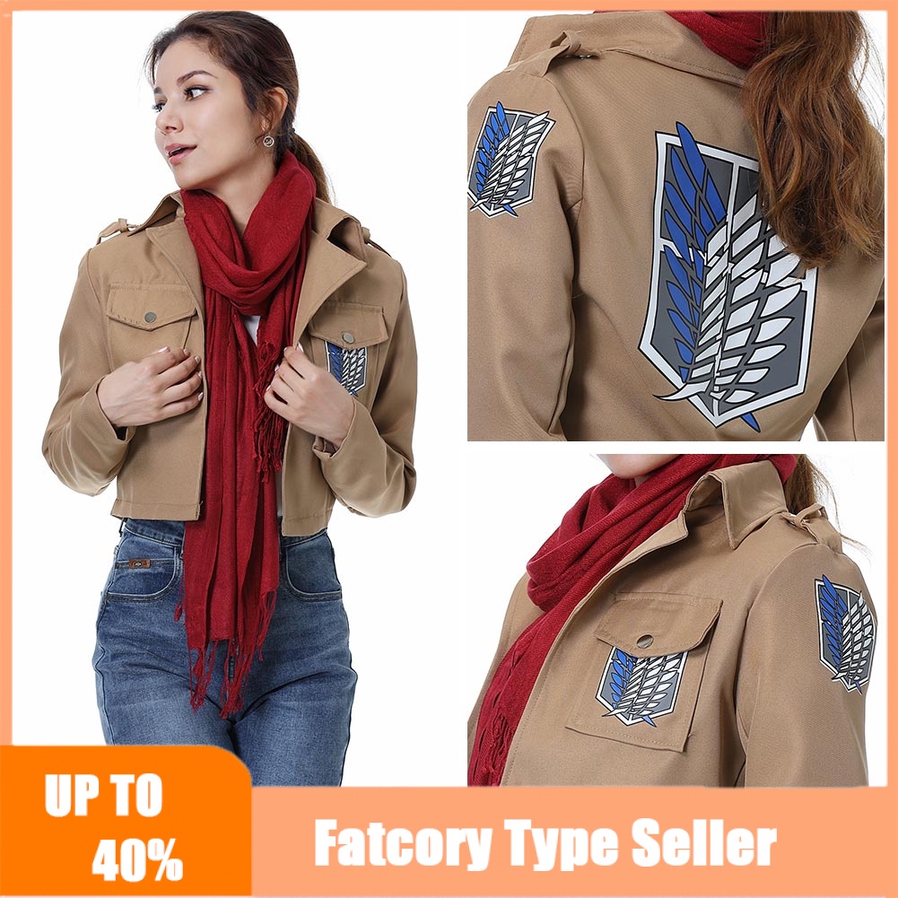AOT Attack on Titan Jacket Shingeki no Kyojin Jacket Mikasa Scarf ...
