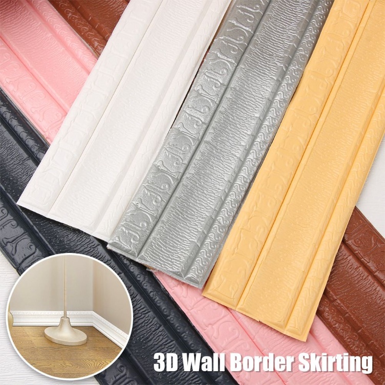 3D Wall Border Skirting PE Foam Wallpaper Wall Stickers Baseboard Trim ...