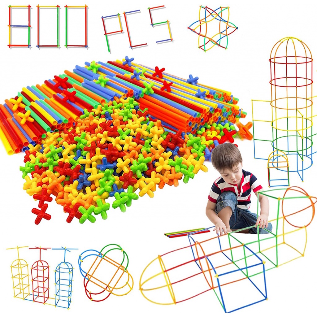 Straw Constructor STEM Building Toys Colorful Interlocking Plastic ...