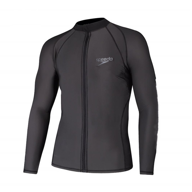 Rush guard Longsleeve with zipper Swimsuit fit compression tights ...