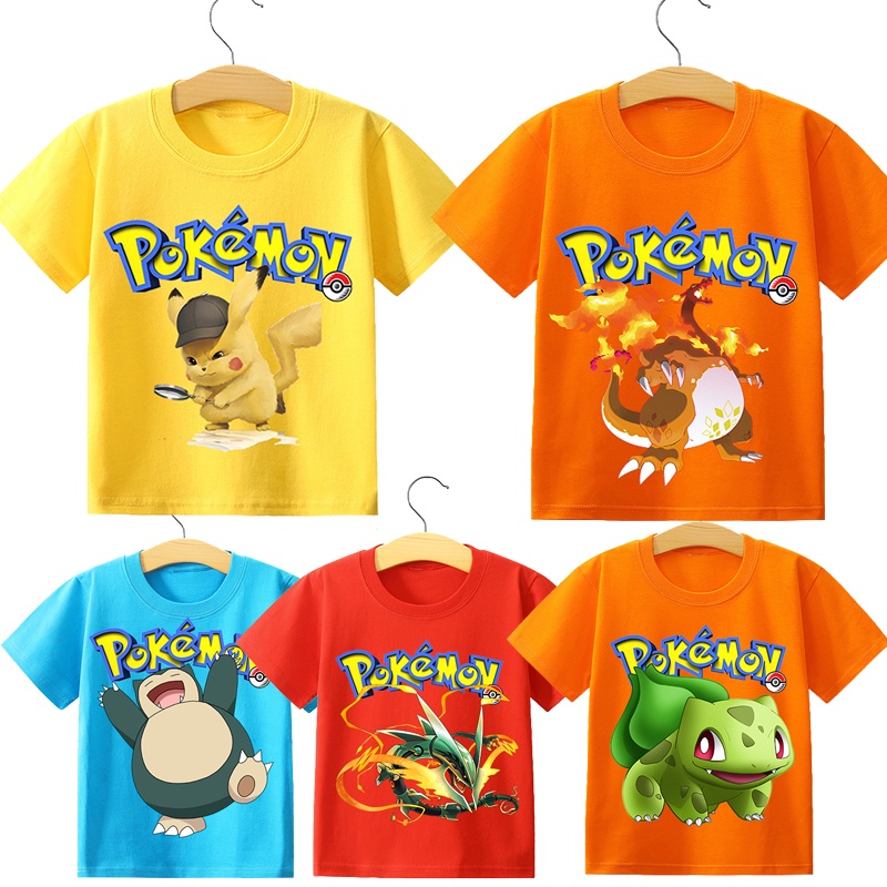 Pokemon Clothing for Children Colorful T-shirt Cotton Anime Clothes ...