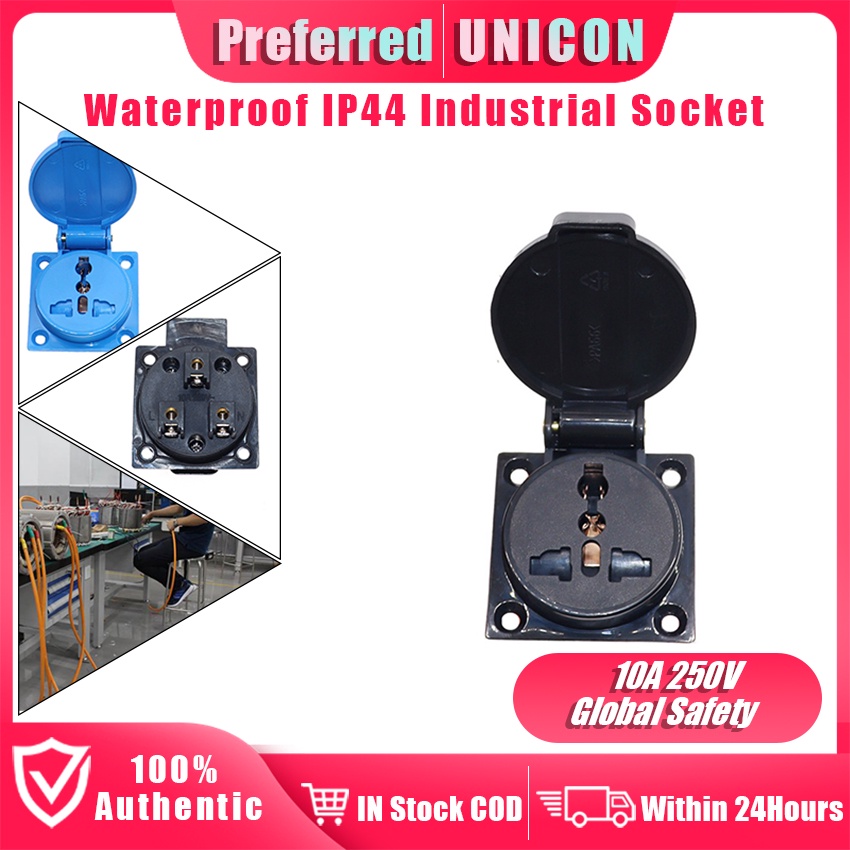 Universal IP44 Waterproof Safety Outlet 10A 250V Power Industrial ...