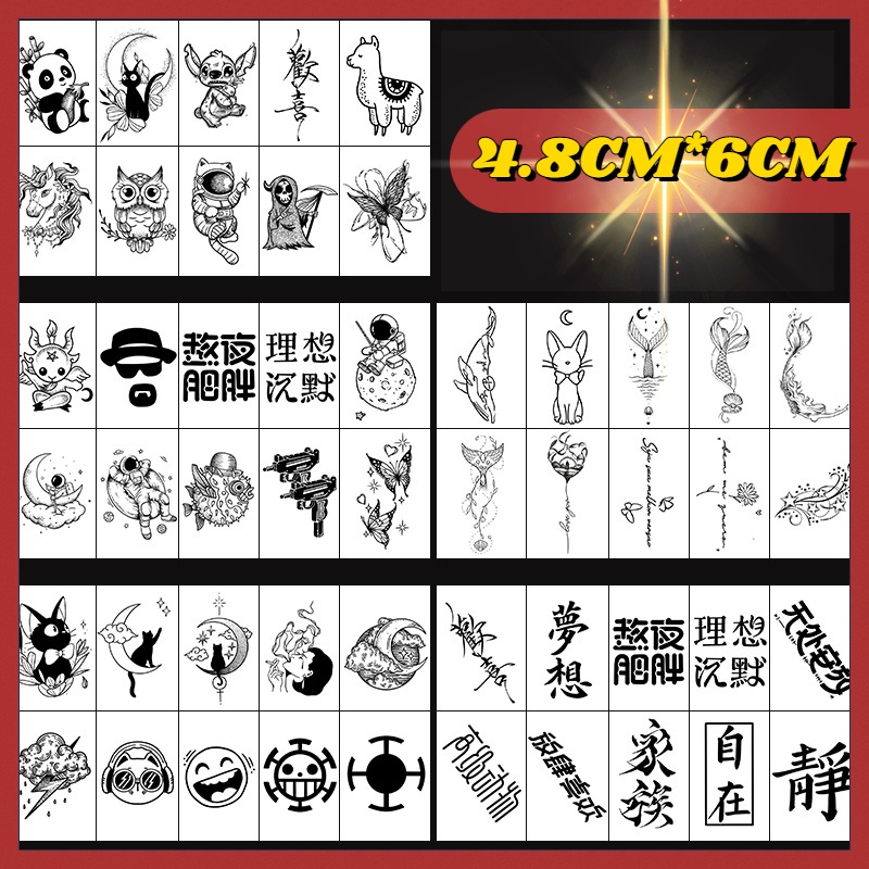 10 PCS Tattoo Stickers 4CM*6CM Temporary Tattoo Waterproof Long Lasting ...