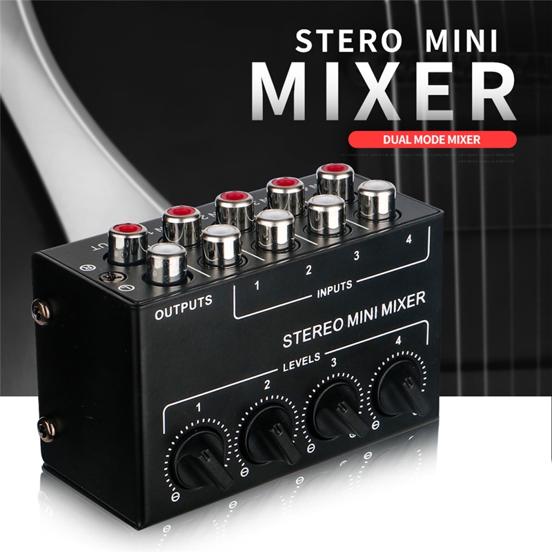 Mini Stereo Mixers 4-Channel Passive Audio Mixing Console for Live and ...