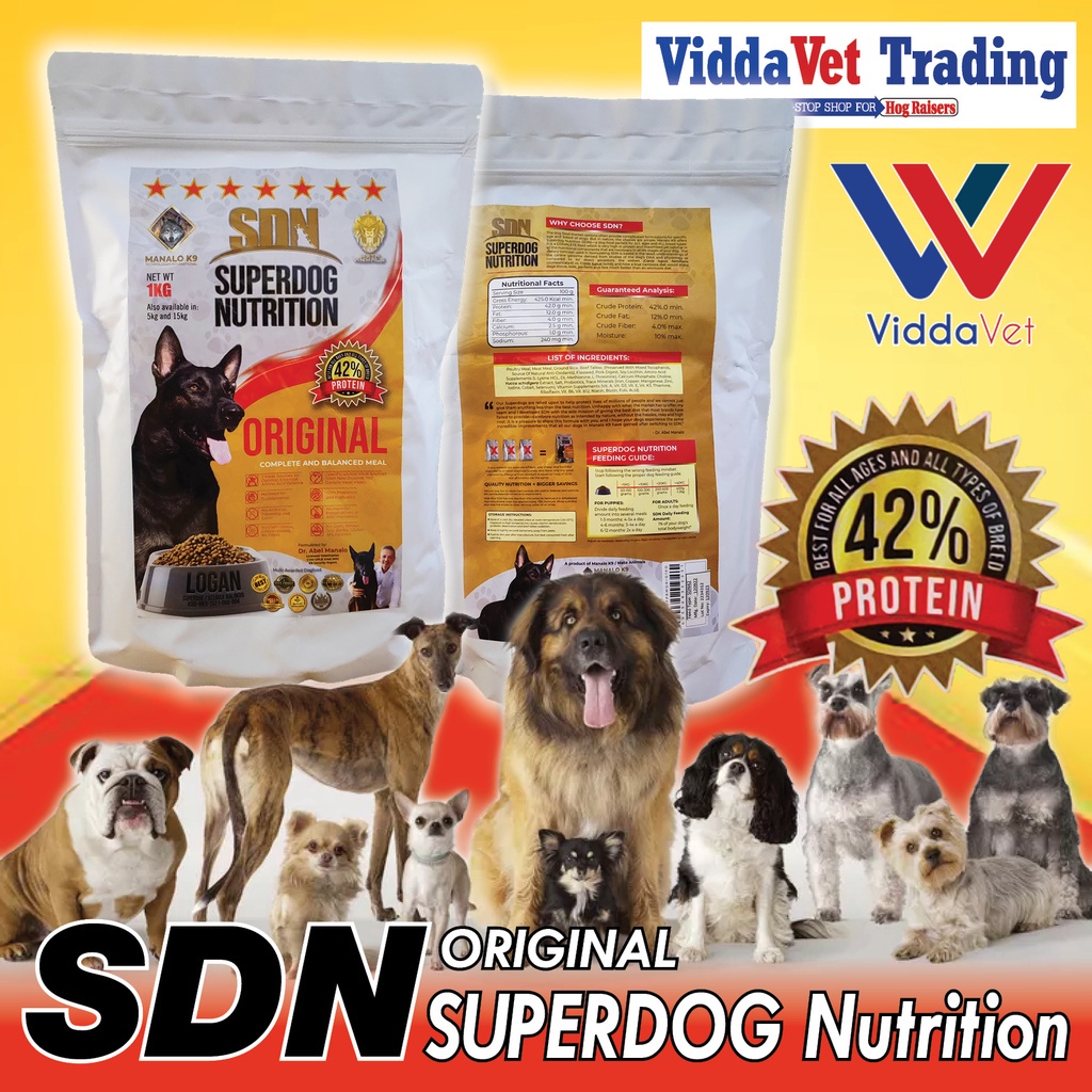 1 kg SuperDog Nutrition by Manalo K9 SDN 42 dog food for puppy original ...