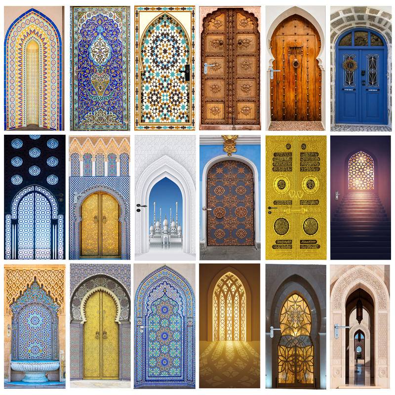 Custom Islam Style Muslim Door Sticker Adhesive Religous Retro Door ...