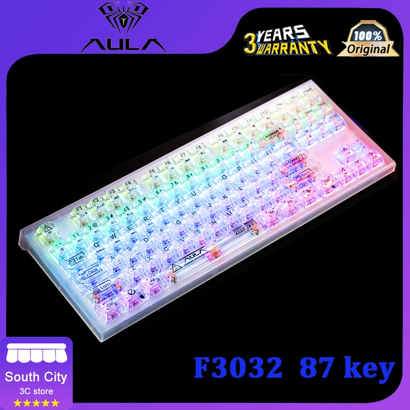 AULA F3032 87 key full transparent wireless Bluetooth the third mock ...