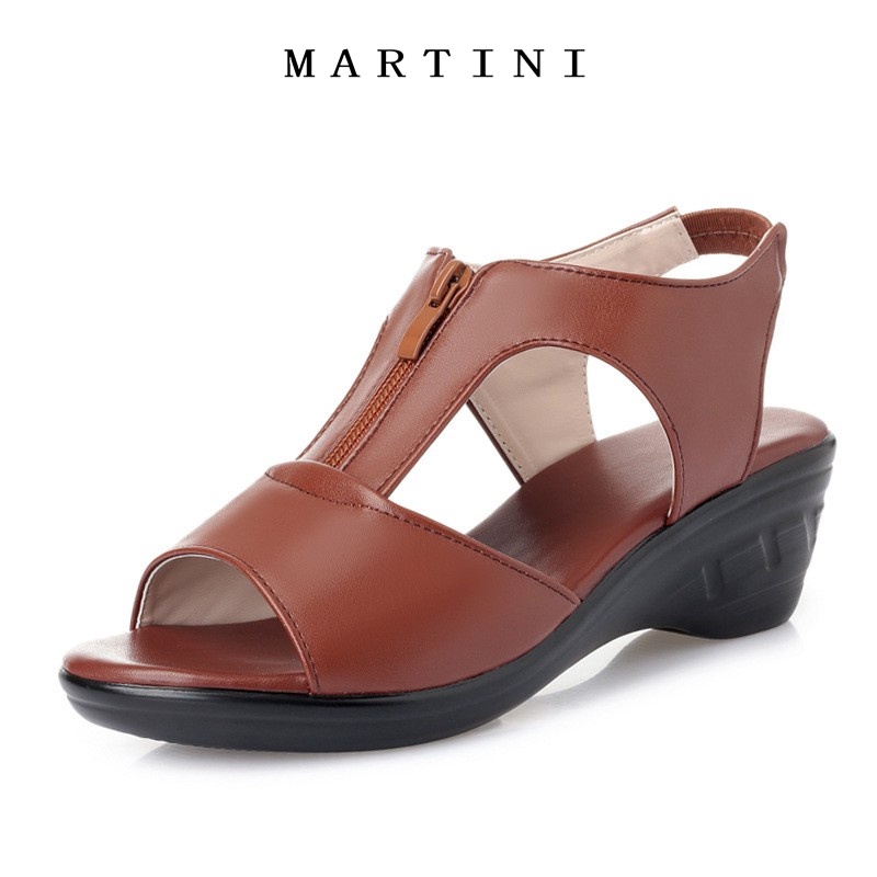 Martini Soft Sole Zipper Wedge Sandals with Heels For Women Brown 2 ...