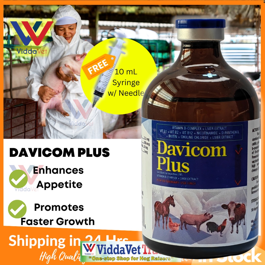 Davicom plus B-complex + Liver Extract Viddavet free syringe 100 ML for ...