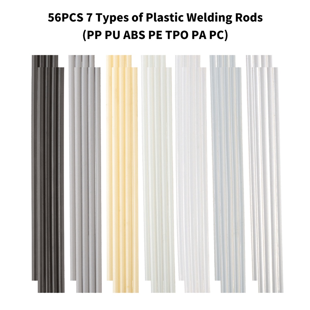 Scapph 56PCS 7 Types of Plastic Welding Rods(PP PU ABS PE TPO PA PC ...