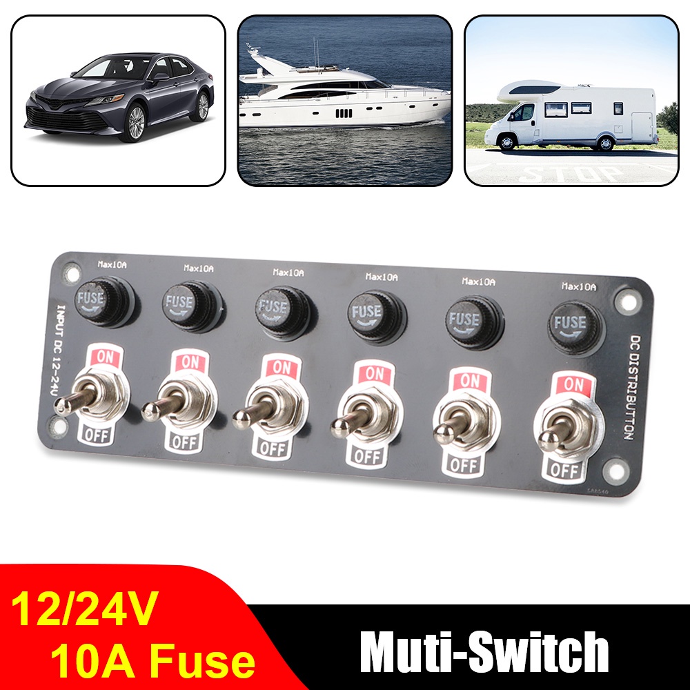 6 Gang Toggle Switch Panel Racing Rv Camper Marine For Yachts On/Off ...