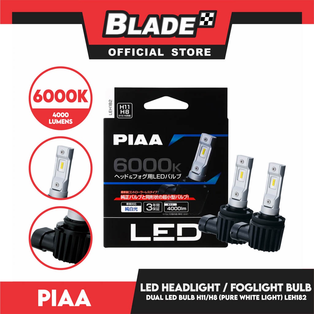 Piaa Led Bulb H11 H8 LEH-182 6000K (White) Ultra Compact Led Bulb | Shopee Philippines