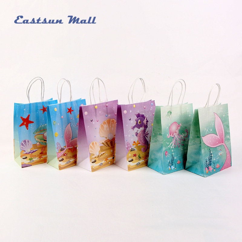 Mermaid Ocean Theme Candy Box Gift Bag Kids Little Mermaid Birthday ...