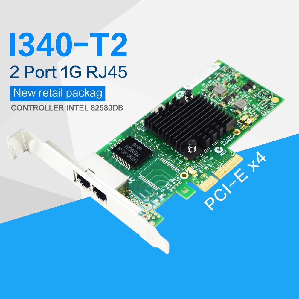 FANMI I340-T2 PCIe X4 2 Port 1000M Gigabit Ethernet Server RJ45 Lan Network Card Intel 82580 ...