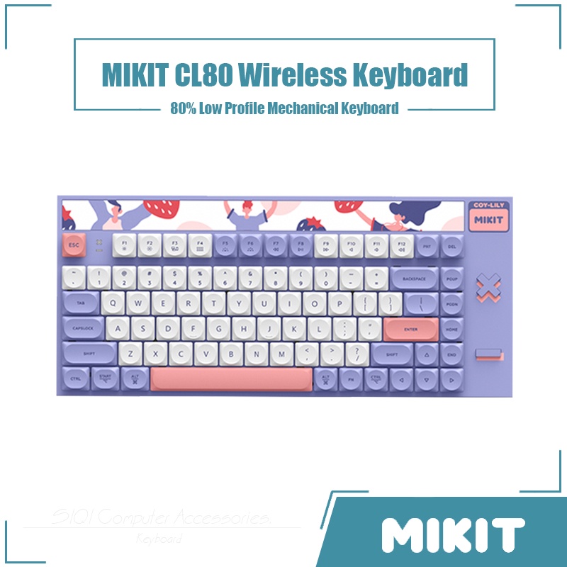 MIKIT CL80 Blue Wireless Mechanical Keyboard Low Profile RGB Bluetooth ...