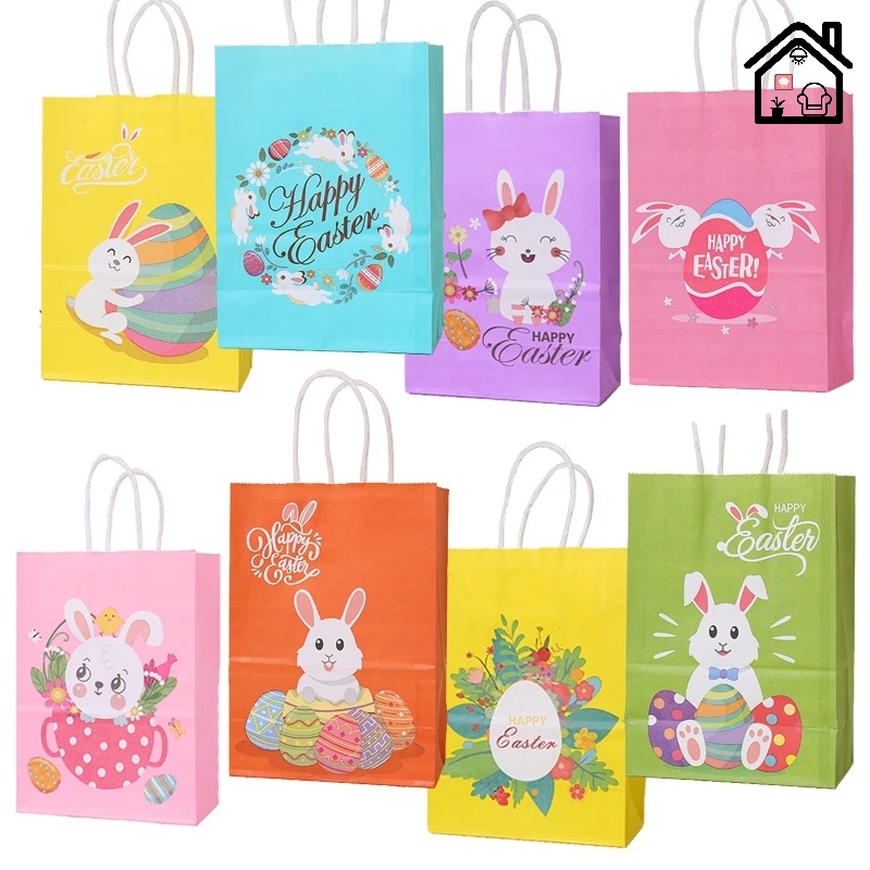 Easter Funny Kraft Paper Bag/ Cute Bunny Tote Bag Easter Decorations ...
