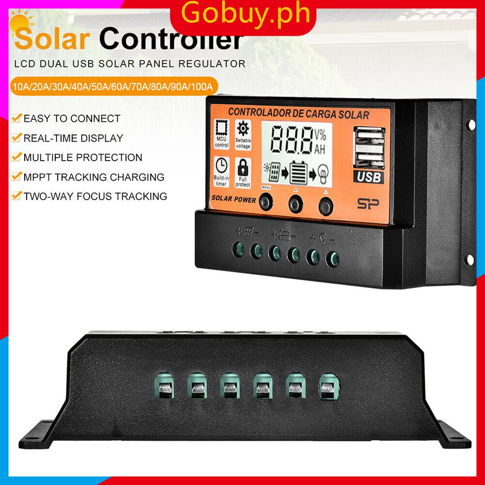 Lcd Solar Panel Controller 12/24v 10a/20a/30a /40a /50a/60a /70a/80a/90/100a gobuy_ph | Shopee ...
