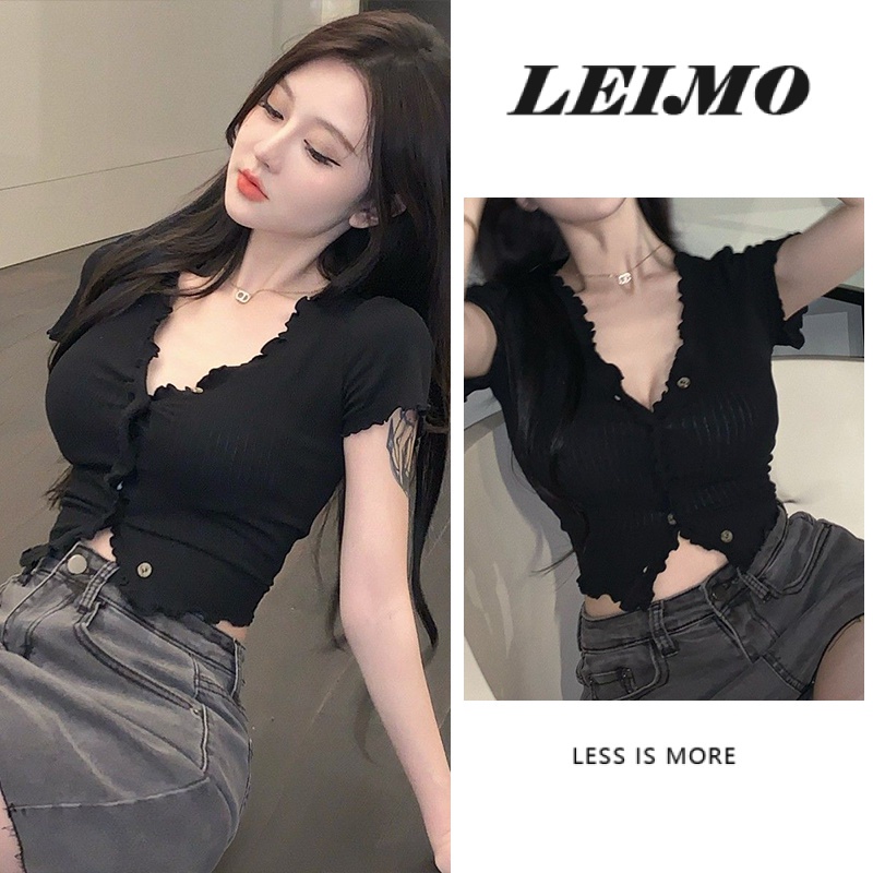 Short Sleeve Womens Summer Sexy V Neck High Waist Short T Shirt Chic