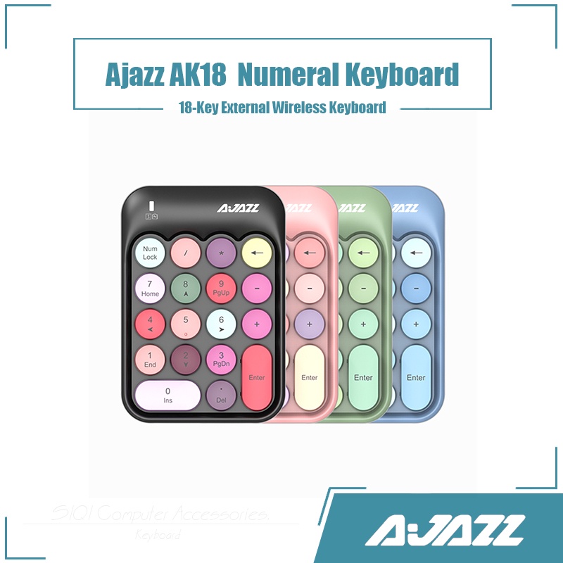 Ajazz AK18 Wireless Keyboard Retro Circle 18 Key External Numeral ...