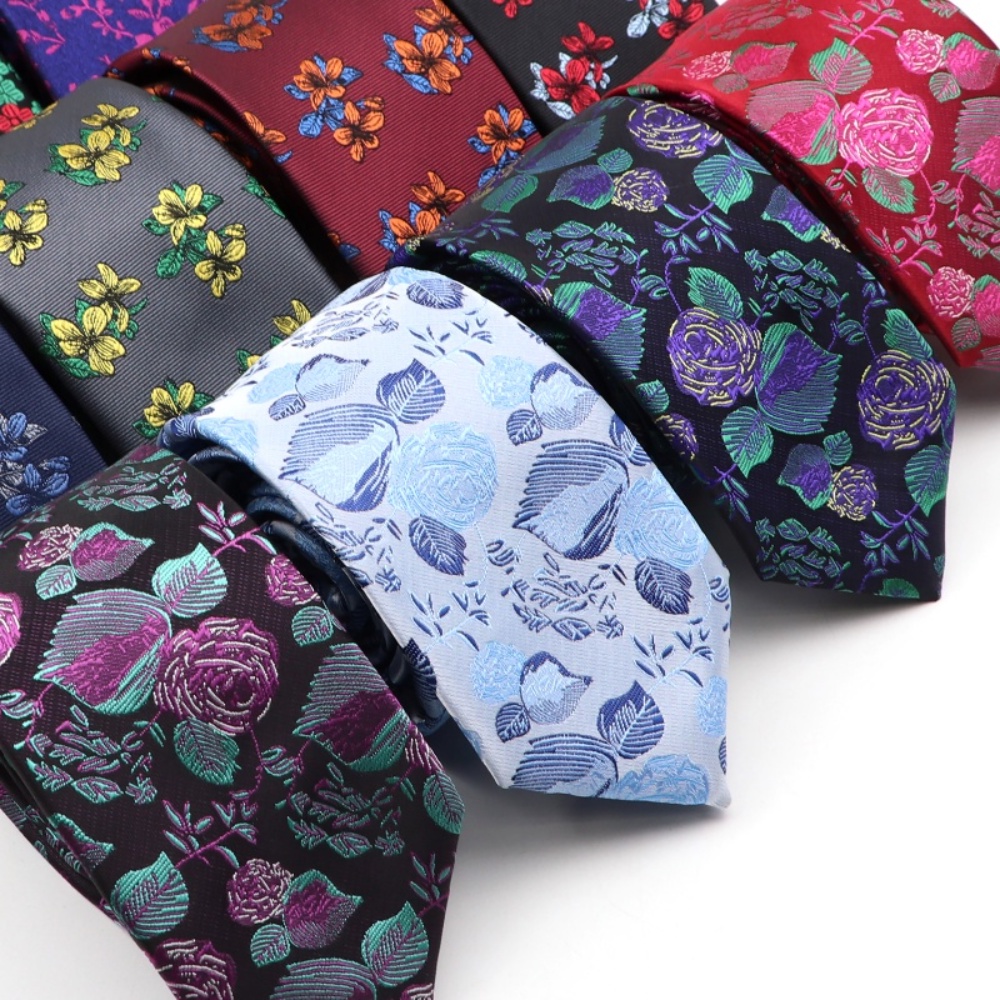 6cm Man's Stylish Floral Silk Neckties - Fashionable Flower Print ...