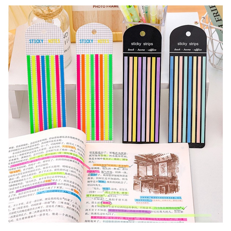 160 pcs Transparent Highlighter Tape Removable Sticky Tabs Morandi Neon ...