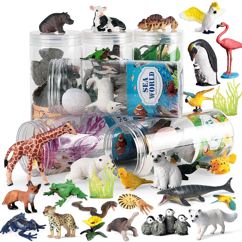 Animals Model Set Lion Shark Dinosaur Penguin Bird Cow Horse Action ...