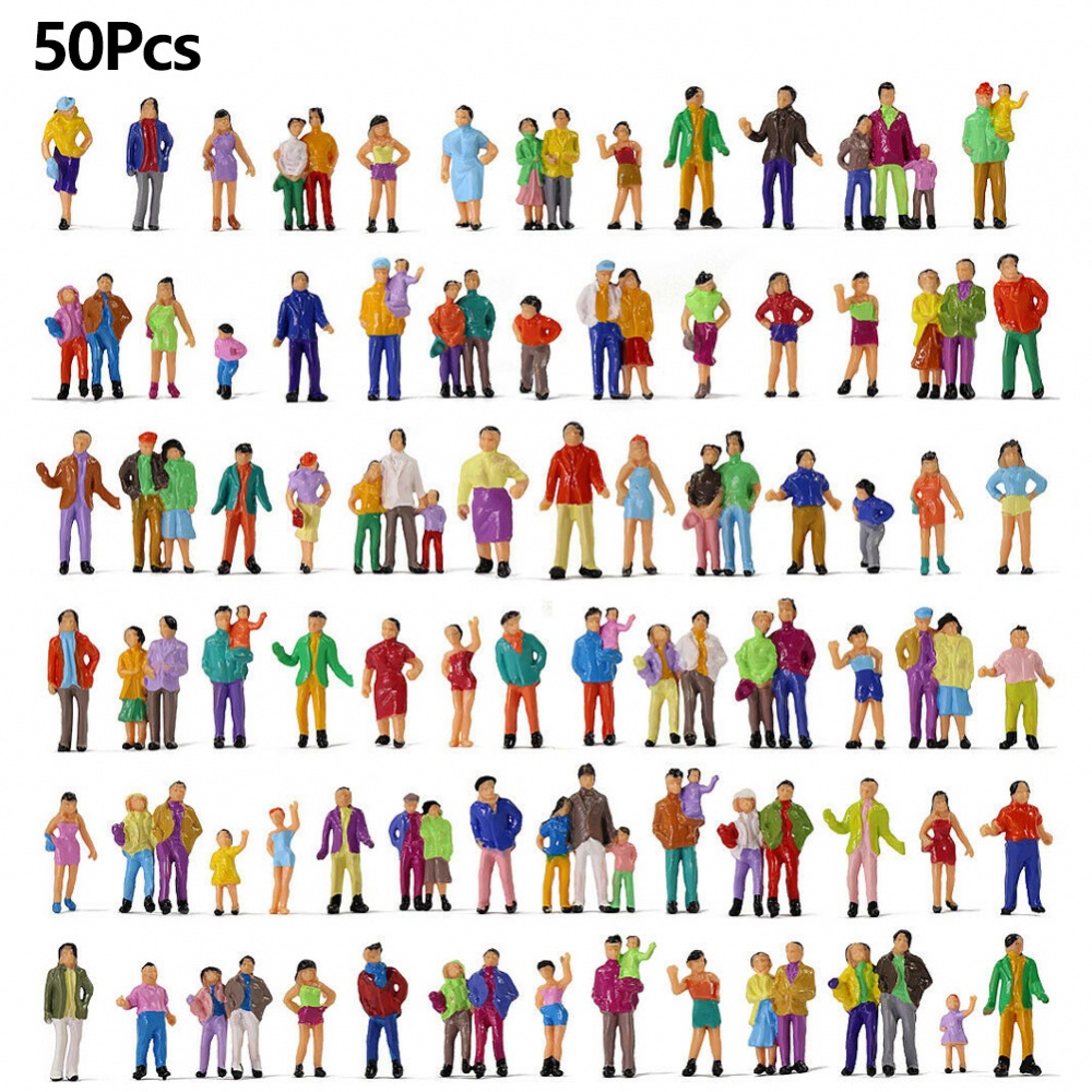 50Pcs HO Scale 1:87 Painted Model Train People Figures Miniature ...