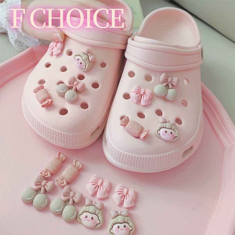 8pcs Pink Cute Girl Cartoon croc jibz Charm Button Shoes Charm-croc ...