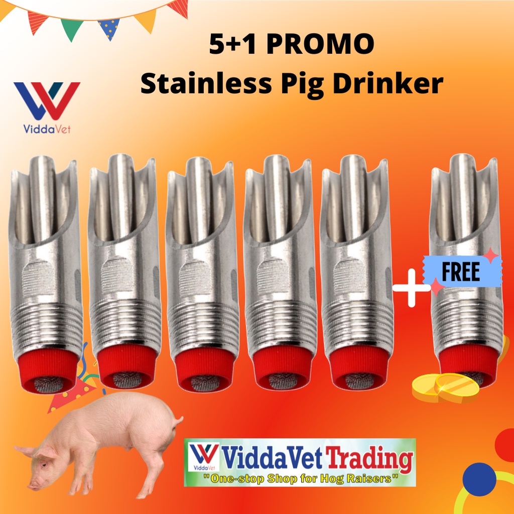 5+1 Promo Pig Drinker stainless steel Viddavet pig nipple drinker ...
