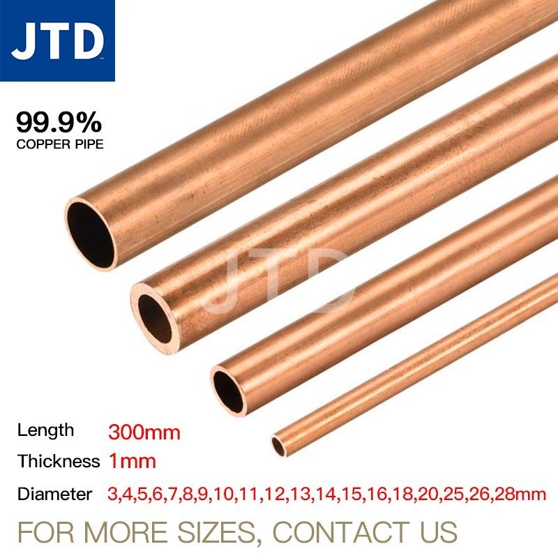 JTD Copper tube 1mm wall thickness 300mm length High Quality Straight ...