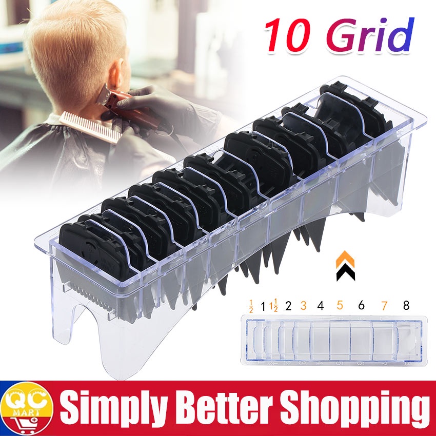 10 Grid Guide Limit Comb Storage Box Electric Hair Clipper Rack Barber ...