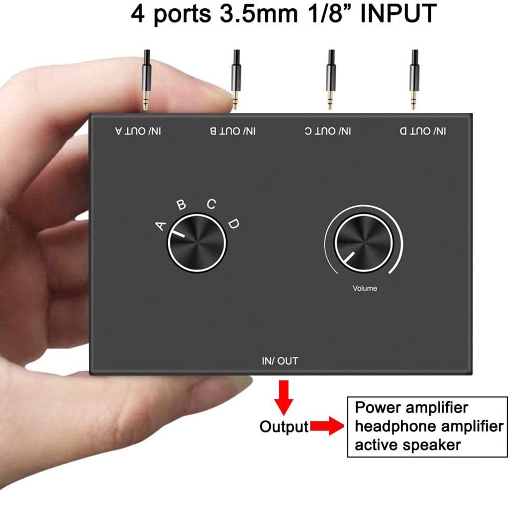 4Port /2Port 3.5mm Stereo Audio Switcher Stereo Bi-Directional Audio ...